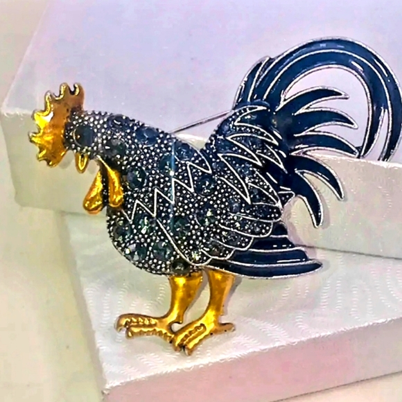 unbranded | Jewelry | The Onyx Rooster Beautiful Black Rhinestone Large ...